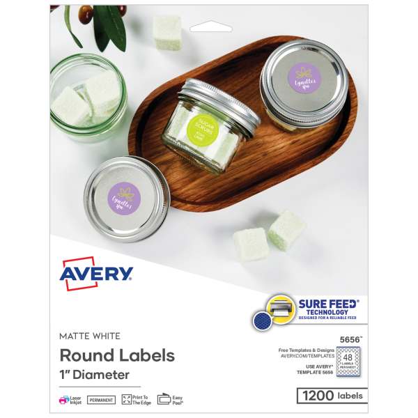 Round Labels with Sure Feed®, 1", 1,200 Labels 5656 | Avery