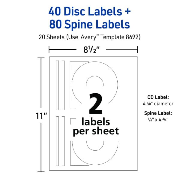 CD Labels, 40 Blank CD Labels & 80 Spine Labels 8692 | Avery.com