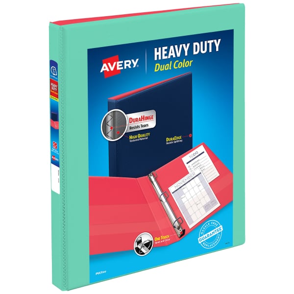 Heavy-Duty 1/2" Dual Color Binder, Mint/Coral 17881 | Avery.com