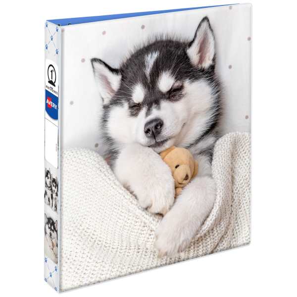 Avery(R) Friends 3 Ring Binder, 1 Inch Round Rings, Husky Puppy (26841 ...