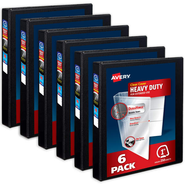Heavy-Duty View 1" Binders, 6 Black Binders 79275 | Avery