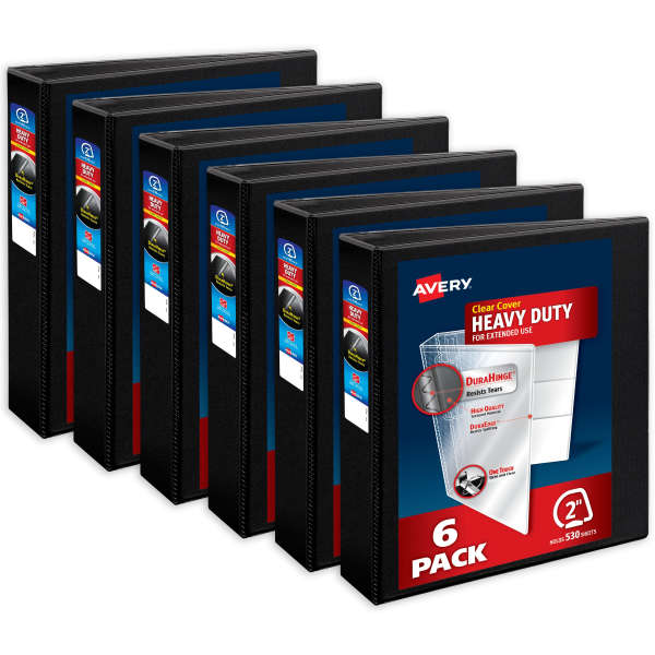 Heavy-Duty View 2" Binders, 6 Black Binders 79279 | Avery.com