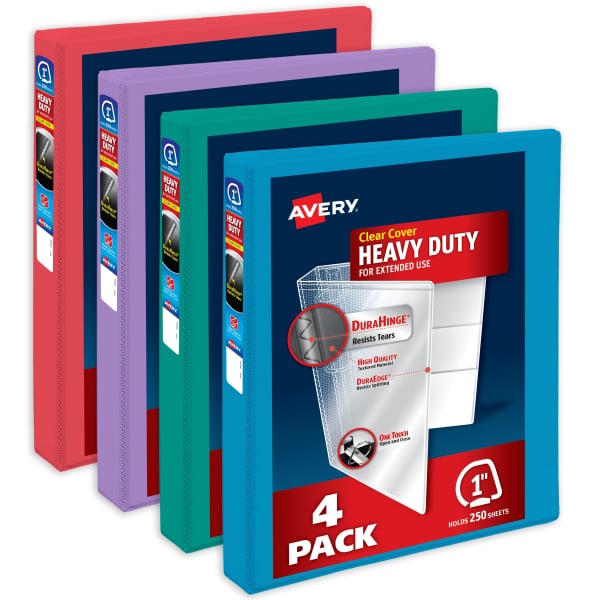 Heavy-Duty View 1" Binders, 4 Bright Color Binders 79630 | Avery.com