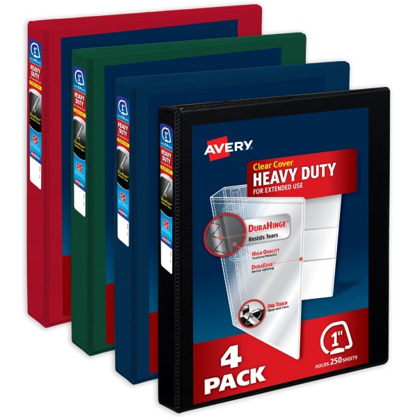 Heavy-Duty View 1" Binders, 4 Dark Color Binders 79632 | Avery.com
