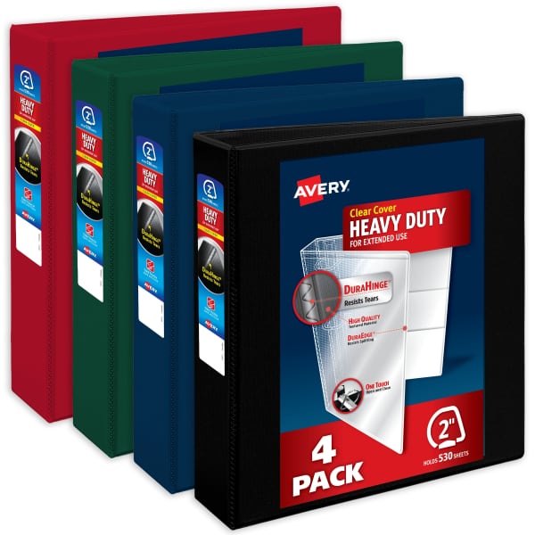 Heavy-Duty View 2" Binders, 4 Dark Color Binders 79638 | Avery.com
