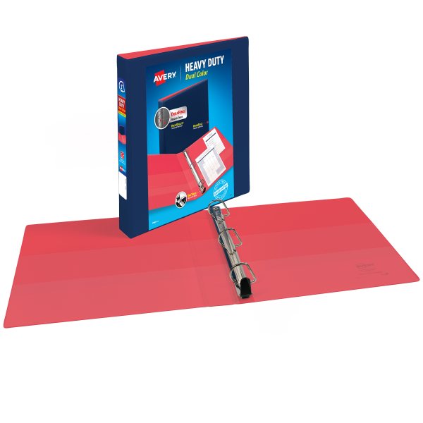 1" Heavy-Duty Dual Color View Binder, Navy/Coral 79862 | Avery.com