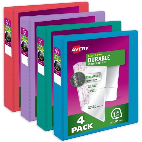 Avery® Durable View 3 Ring Binders, 1-1/2 Inch Slant Rings, 375-Sheet ...