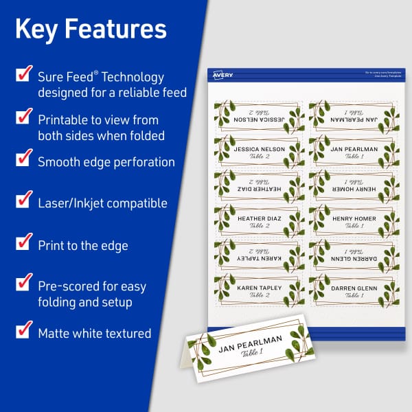 Textured Place Cards, 1-7/16" x 3-3/4", White 5011 | Avery.com