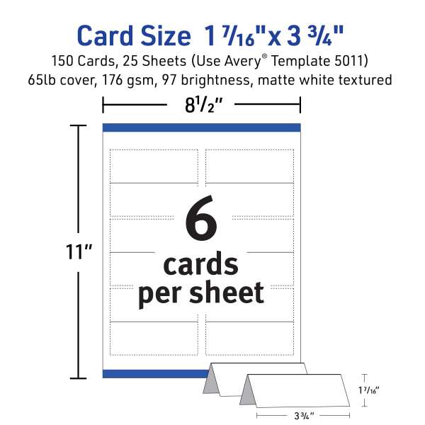 Textured Place Cards, 1-7/16" x 3-3/4", White 5011 | Avery.com