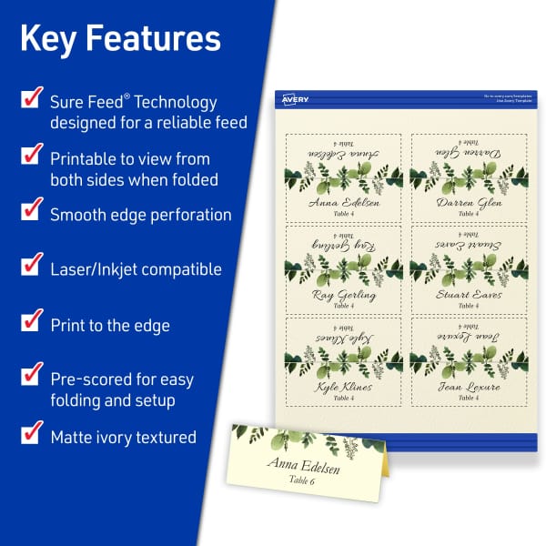 Textured Place Cards, 1-7/16" x 3-3/4", Ivory 5012 | Avery.com