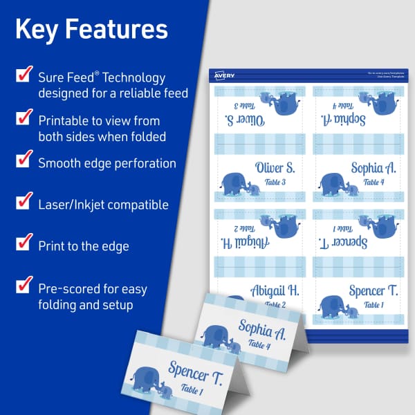 Print-to-the-Edge Tent Cards, 2" x 3-1/2", White 5302 | Avery
