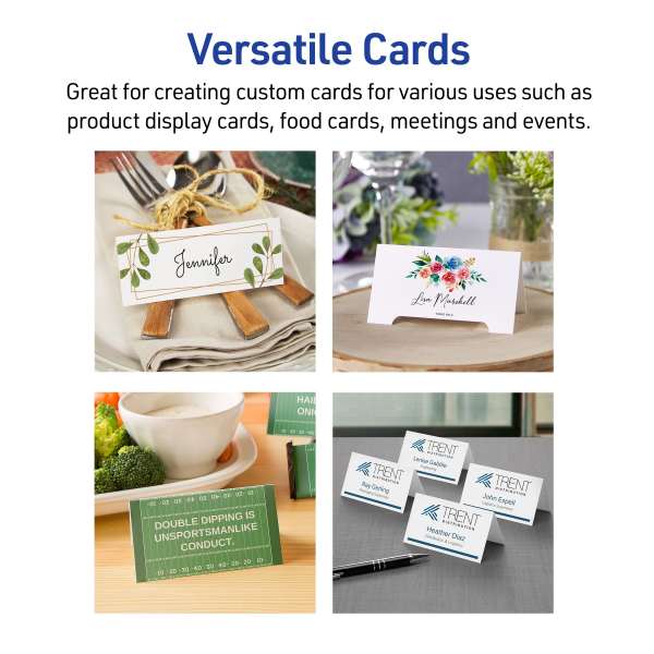 50 Embossed Tent Cards, Place Cards 3-1/2" x 11" (5309) | Avery.com