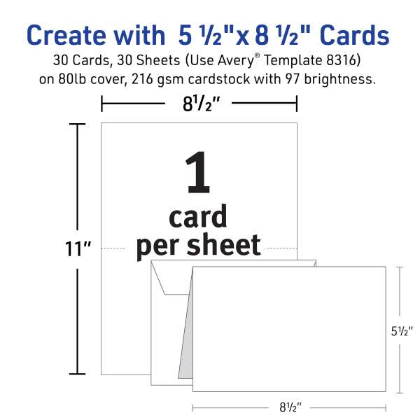 Greeting Cards with Envelopes, Matte White 8316 | Avery.com