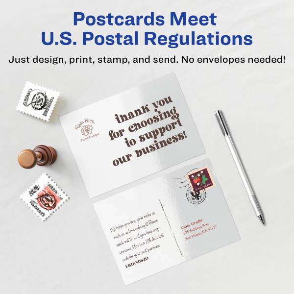 Postcards, 4-1/4 x 5-1/2", Glossy White, 100 8383 | Avery