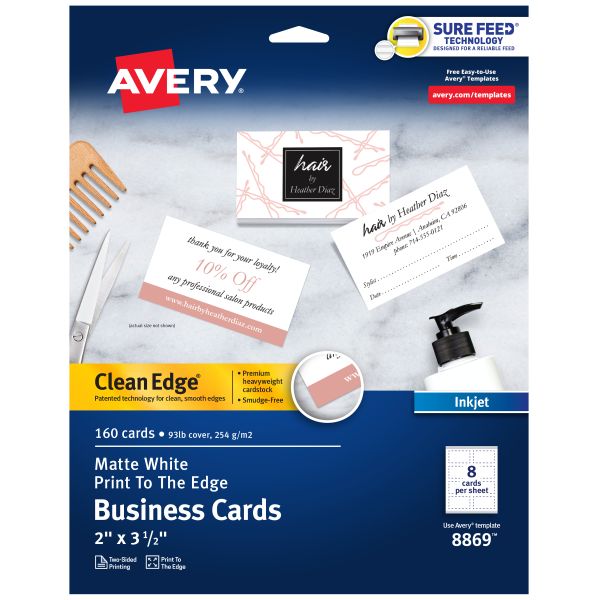 Clean Edge(R) Printable Business Cards, White 8869 | Avery.com