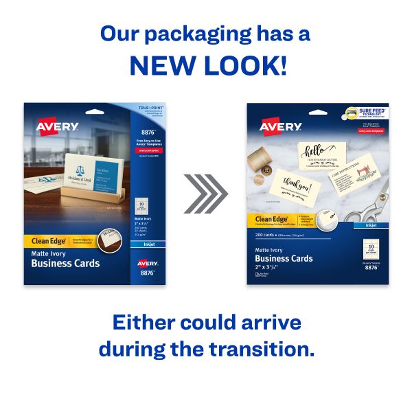 Clean Edge(R) Printable Business Cards, Ivory 8876 | Avery.com