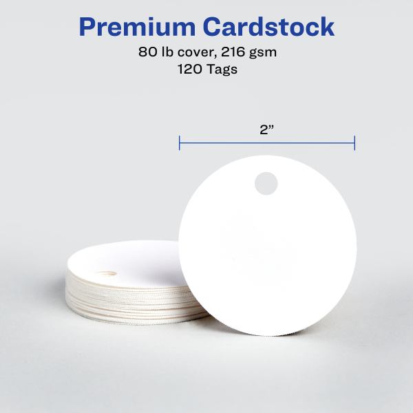 Avery® Round Tags with Sure Feed® Technology, 2" Diameter, Matte White ...