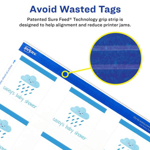 Avery® Square Tags with Sure Feed® Technology, 2" x 2", Matte White ...