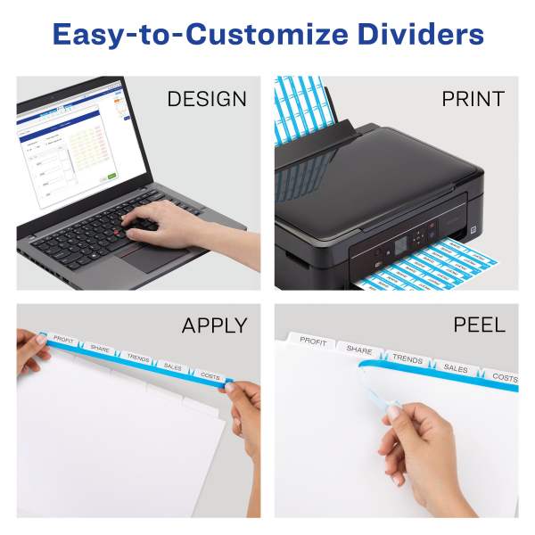 Avery® Print & Apply Clear Label Sheet Refills, 5-Tab, 3 Sheets (11225 ...