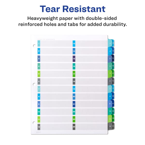 Avery® Ready Index® 24 Tab Double Column Binder Dividers, Multicolor ...