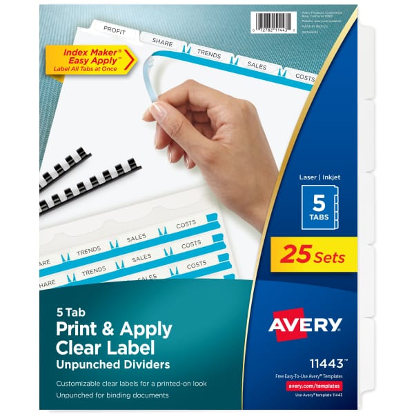 Avery Print & Apply Unpunched Dividers 25 Sets (11443) | Avery.com