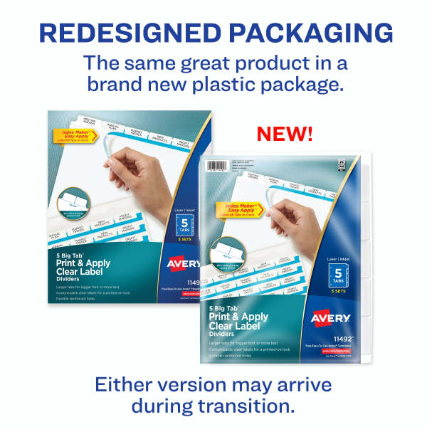 Avery Big Tab™ Index Maker® Easy Apply™ 5 Sets (11492) | Avery.com