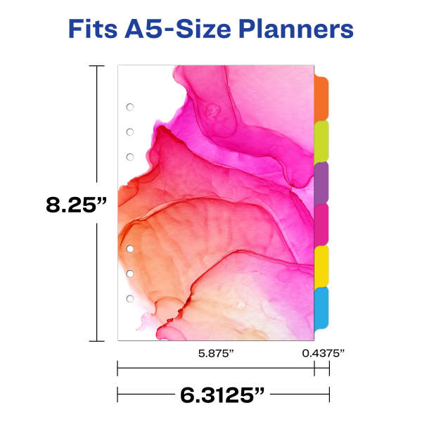 Planner Dividers, 6 Tabs, "Splash" Design 25441 | Avery | Avery