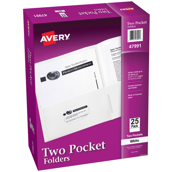 Two Pocket Folders, 25 ct, White 47991 | Avery.com