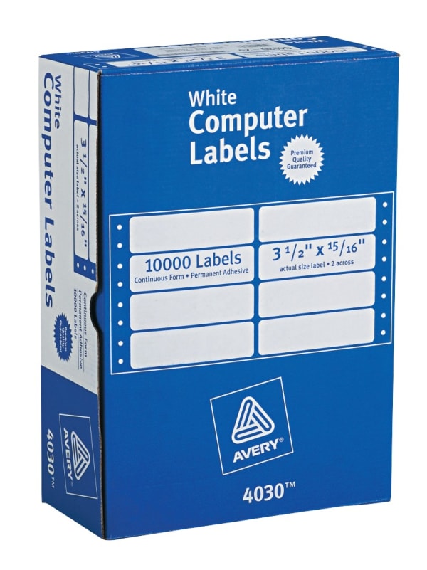 Continuous Form Computer Labels for Pin-Fed Printers 4030 | Avery.com