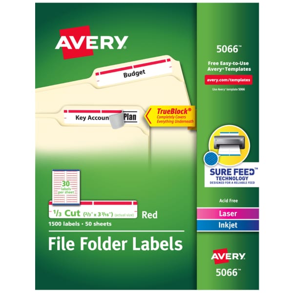 TrueBlock® File Folder Labels, 2/3 x 3-7/16 5066 | Avery.com