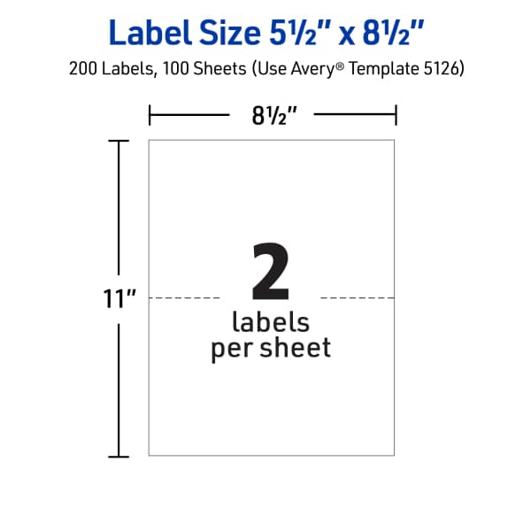 Half-Sheet Shipping Labels, 5-1/2" x 8-1/2", White 5126 | Avery