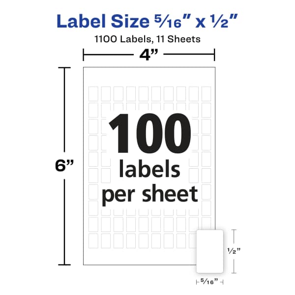 Removable Labels, 5/16" x 1/2", 1,100 Total 5412 | Avery.com
