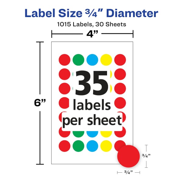 See-Through Color-Coding Dots, 3/4", 1,015 Total 5473 | Avery.com
