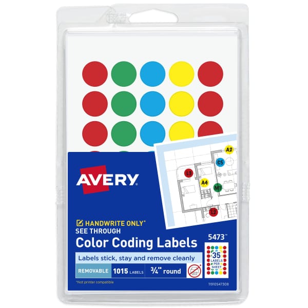 See-Through Color-Coding Dots, 3/4", 1,015 Total 5473 | Avery.com