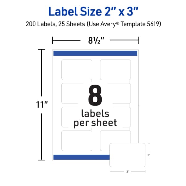 Rectangular Labels with Sure Feed®, 2" x 3" 5619 | Avery.com