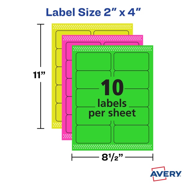 Neon Address Labels with Sure Feed, 2" x 4" 5643 | Avery.com