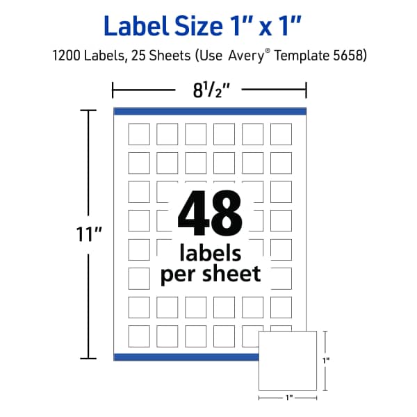 Square Labels with Sure Feed®, 1" x 1" 5658 | Avery