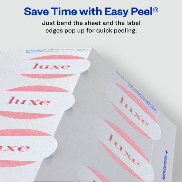 Avery® Luxe Collection™ Glitter Stickers, 2" Diameter, Mess-Free White ...