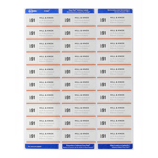 Avery® Easy Peel® Address Labels with Sure Feed®, 1" x 2-5/8", White ...