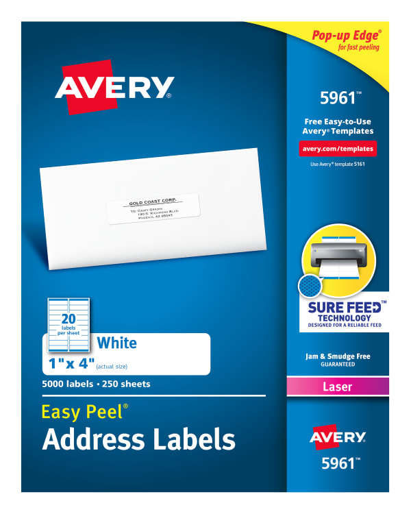 Avery Easy Peel Address Labels 1" x 4"000 Labels (5961) | Avery.com