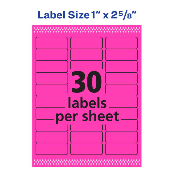Neon Pink Address Labels, Sure Feed, 1" x 2 5/8" 5970 | Avery.com