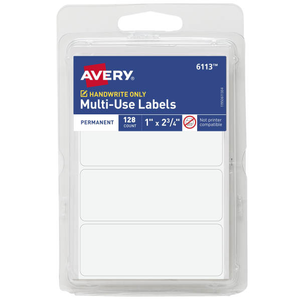 Permanent Labels, 1" x 2-3/4", 128 Total 6113 | Avery.com