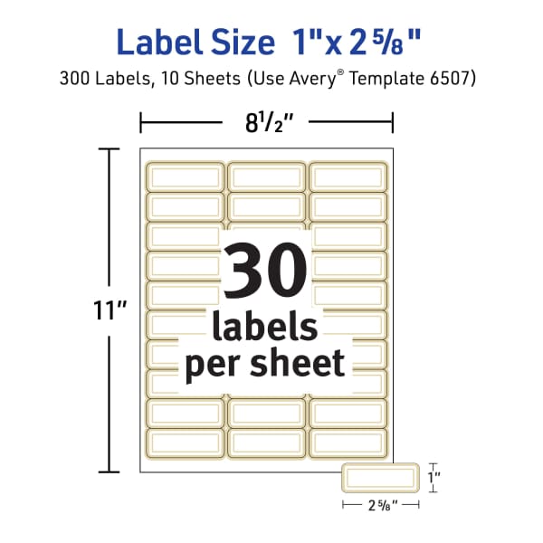 Metallic Gold Border Labels, 1" x 2-5/8" 6507 | Avery.com