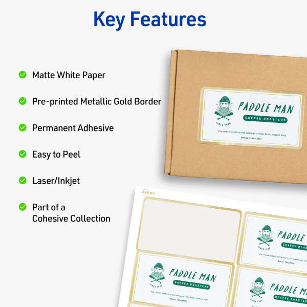 Metallic Gold Border Labels, 2" x 4" 6541 | Avery.com