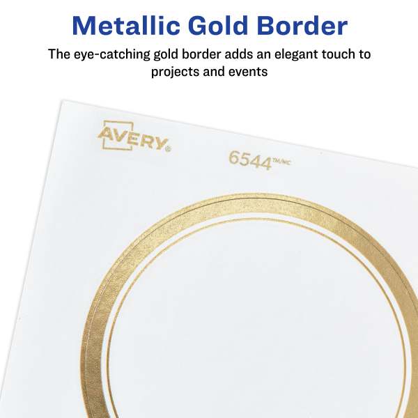 Round Labels with Gold Borders, 3" x 3" 6544 | Avery.com | Avery