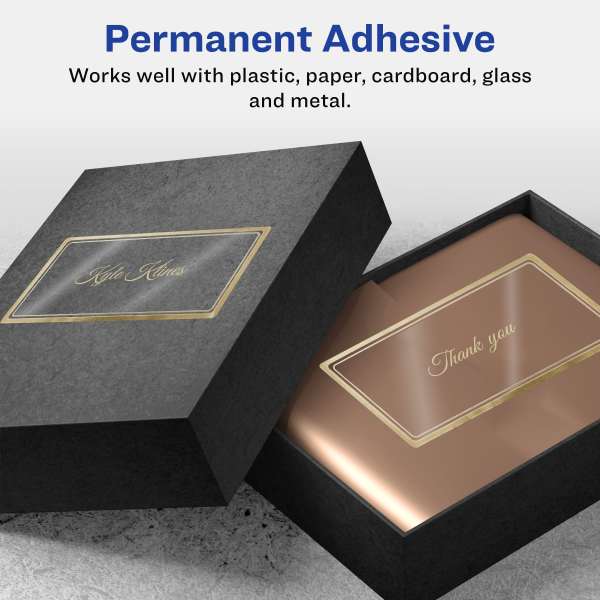 Avery® Printable Glossy Clear Labels with Metallic Gold Border, 2" x 4 ...