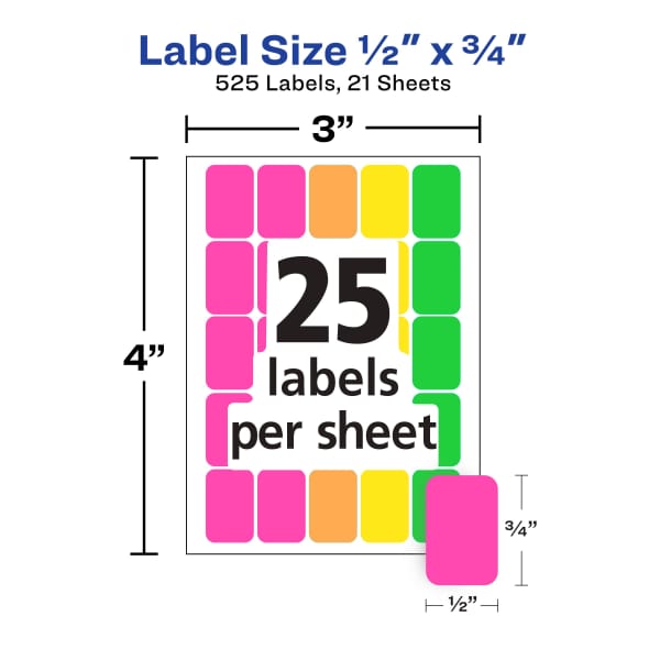 Color-Coding Stickers, 1/2" x 3/4", 525 Total 6721 | Avery.com