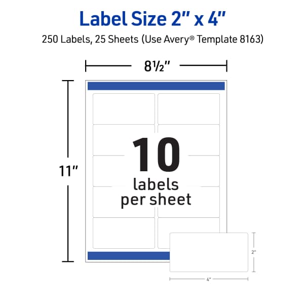 Shipping Labels with Sure Feed®, 2" x 4", White 8163 | Avery