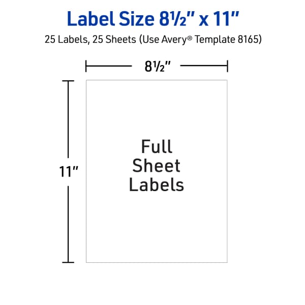 Full-Sheet Shipping Labels, 8-1/2" x 11", White 8165 | Avery.com