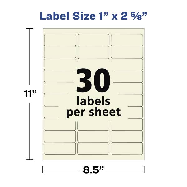 1" x 2-5/8" Rectangle Labels, Pearlized Ivory 8215 | Avery.com
